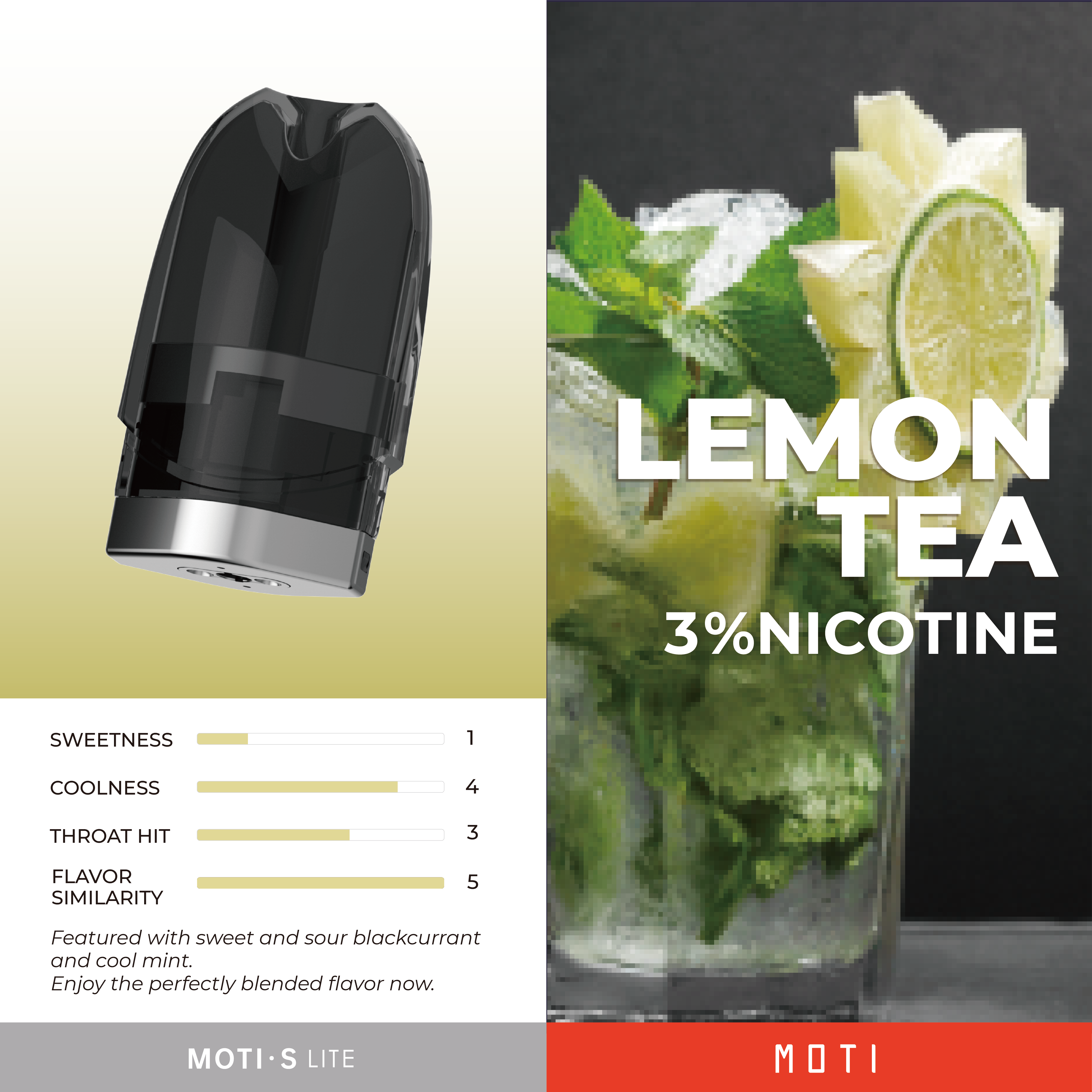 澳洲Moti S Lite烟弹Lemon-Tea-沁爽柠檬茶 - RELX澳洲电子烟闪送